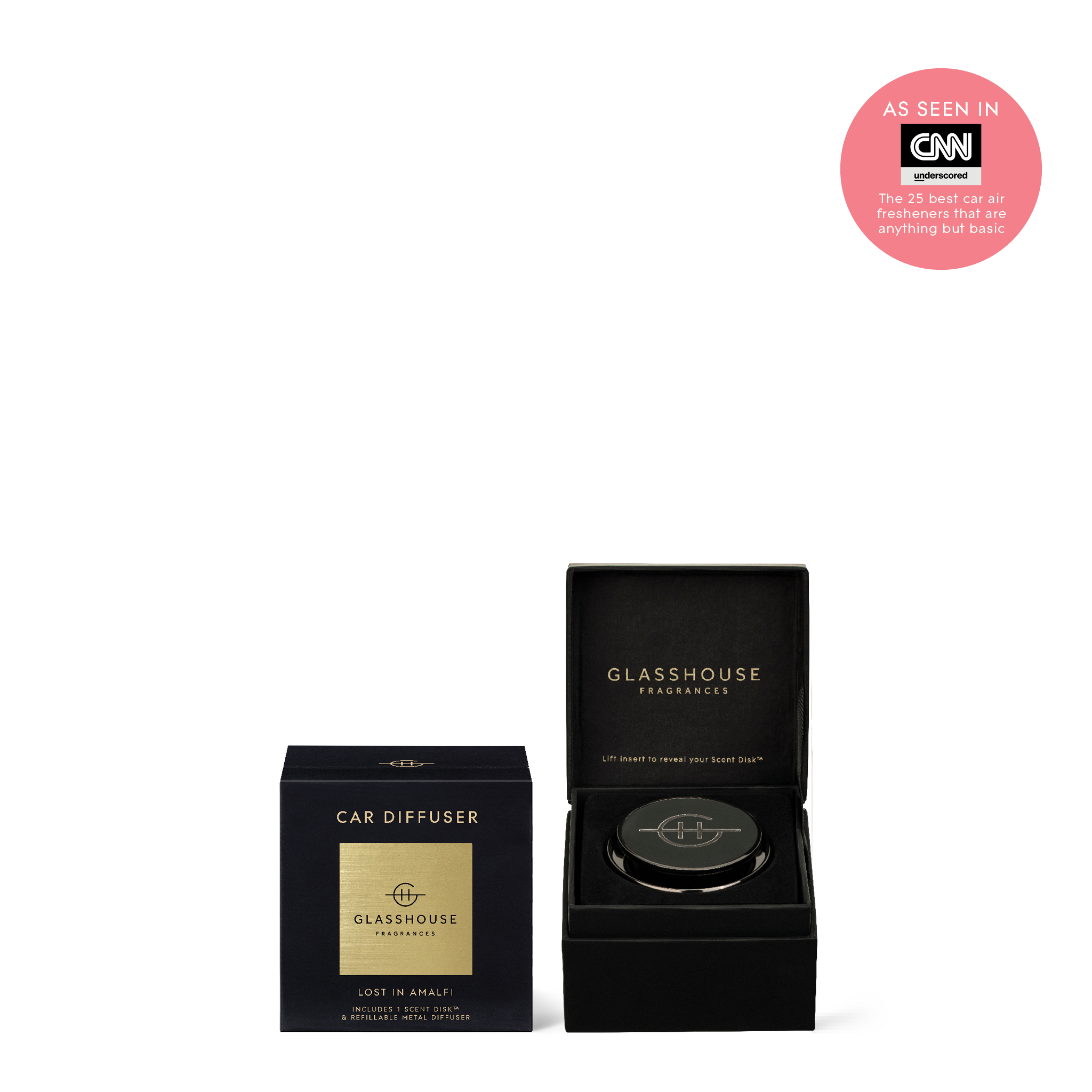 Car Diffuser -Black/Gold Diffuser Unit | Glasshouse Fragrances ...